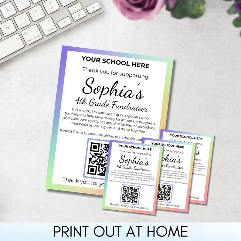 Editable School Fundraiser QR Code Sign, Canva Template (digital ...