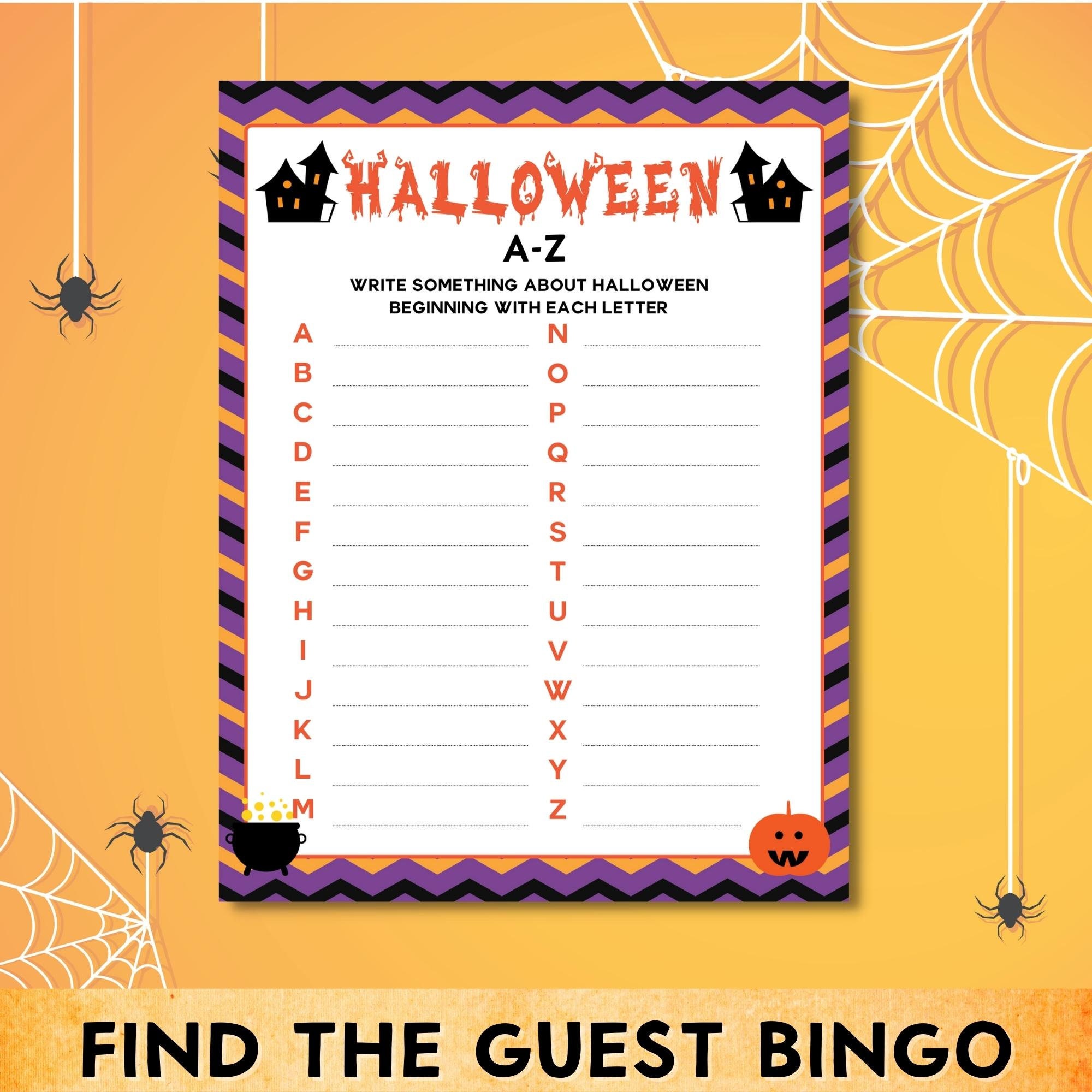 Printable Halloween A-Z Game Alphabet Word Game Party Game - Etsy