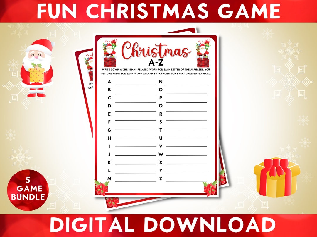Christmas A-Z Printable Game, Digital Download, Party Game, Festive ...