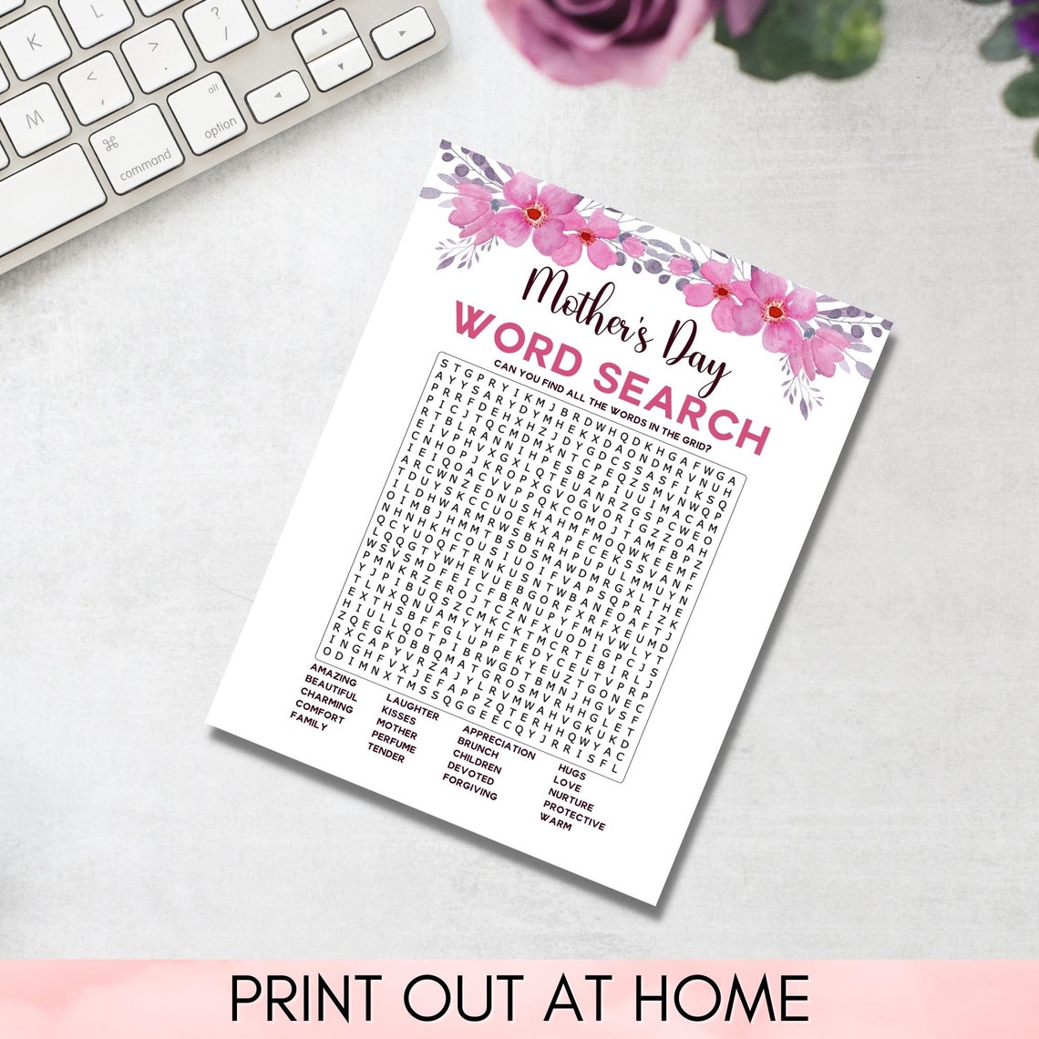 Printable Mother's Day Word Search Family Game Night - Etsy
