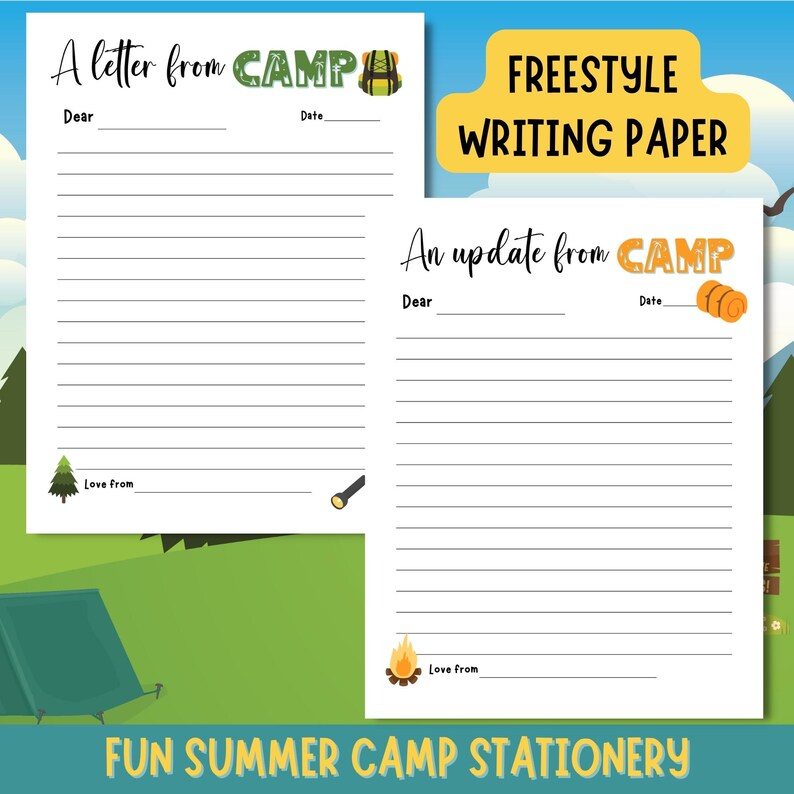 Printable Camp Letter for Kids, Summer Camp Stationery Set, Fill-in-the ...