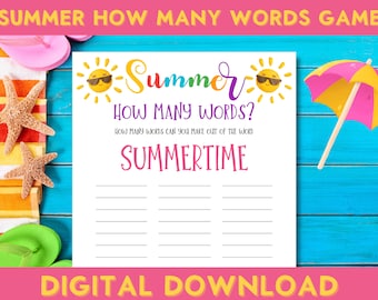 Summer Memory Game Printable Activity Pool Party Family - Etsy