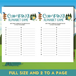 Camping Alphabet Game, Printable Camping Trip Game, Summer Camp, Family ...
