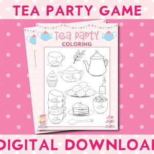 Tea Party Printable Coloring Page, Girls Birthday Party, Afternoon Tea ...
