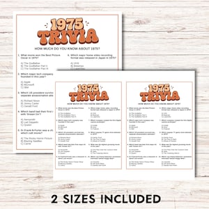 1975 Trivia Game, 50th Birthday Party Activities, Printable Fun Facts ...