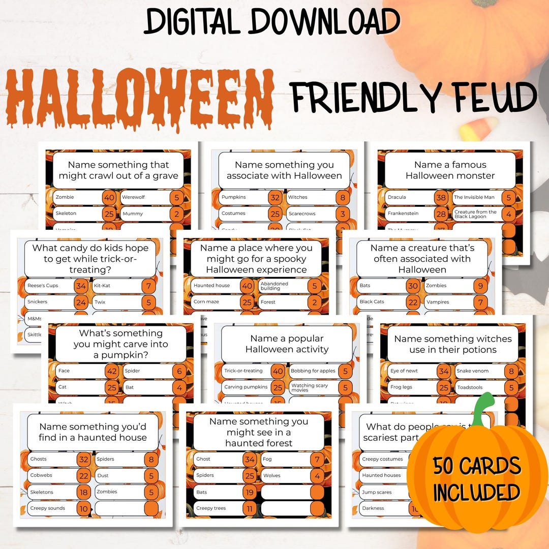 Halloween Friendly Feud Game, Printable Halloween Activity for Kids and ...