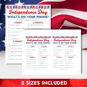 Printable Independence Day What's on Your Phone Game, Family Fun ...