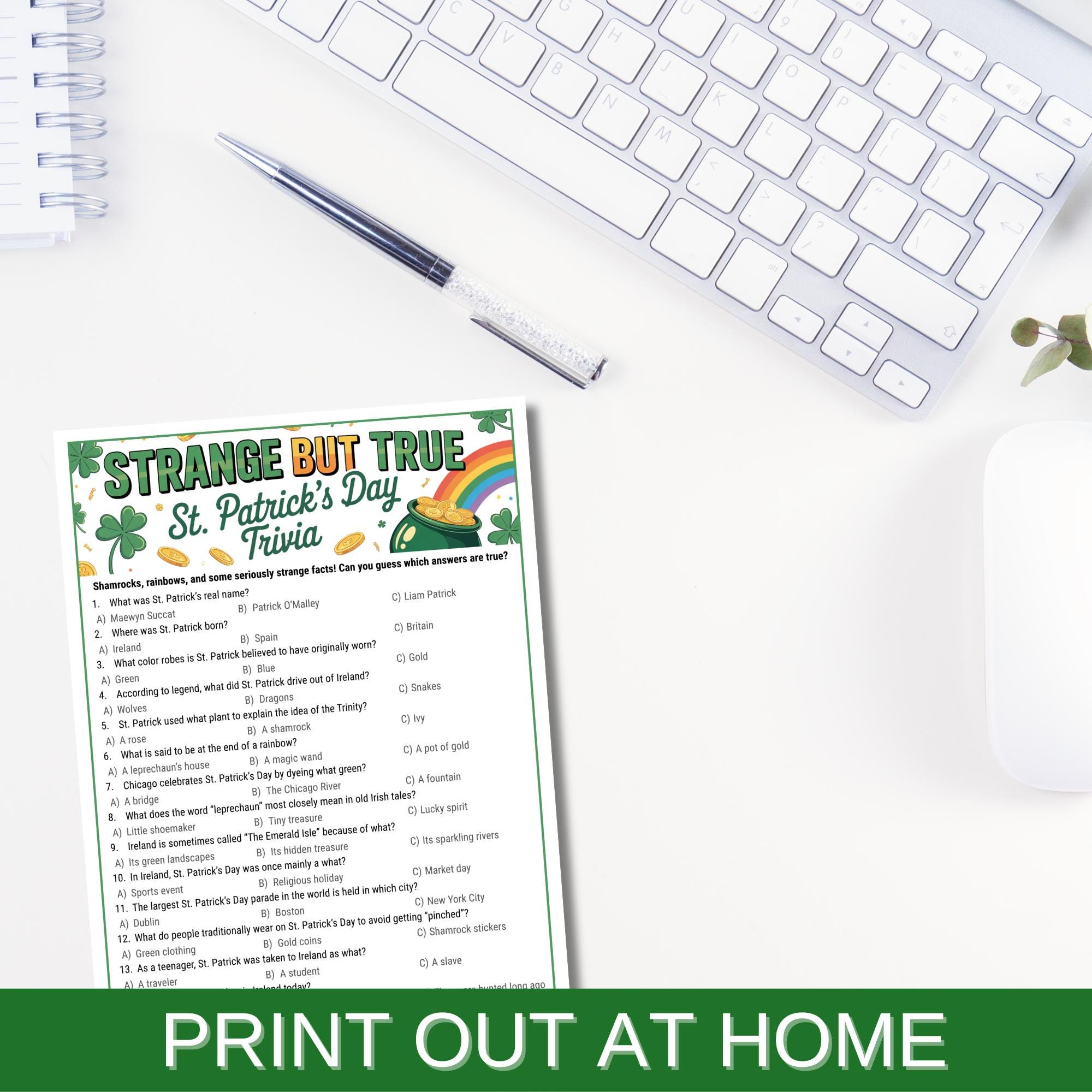 St Patrick's Day Trivia Game, Strange but True, Printable Quiz (digital ...