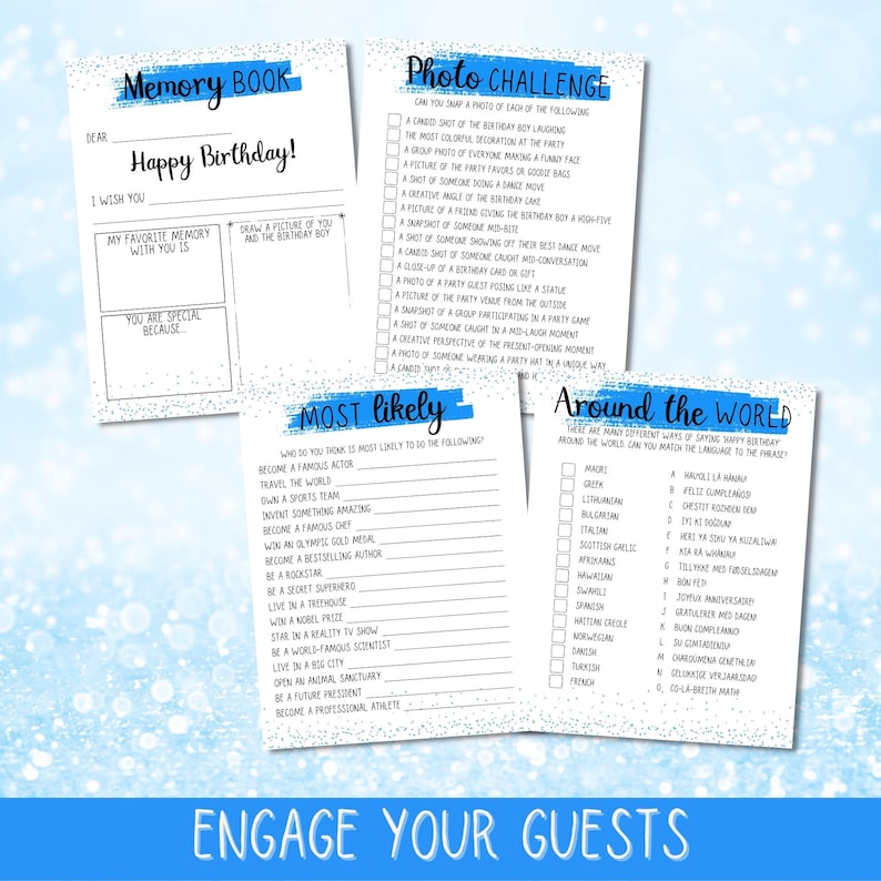 Teen Boy Birthday Party Games - Fun Editable Printable Activities for ...