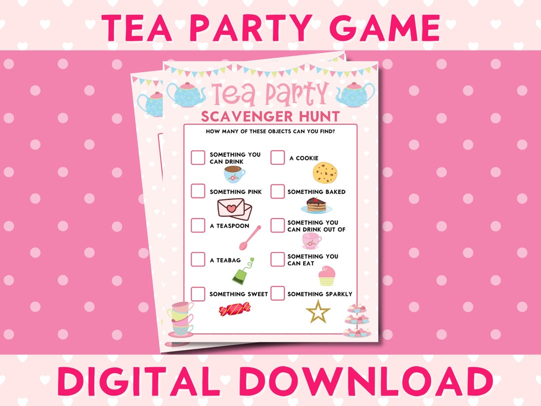 Tea Party Printable Scavenger Hunt, Girls Birthday Party, Afternoon Tea ...
