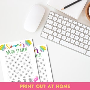 Summer Word Search Game, Printable Activity, Pool Party, Family Fun ...