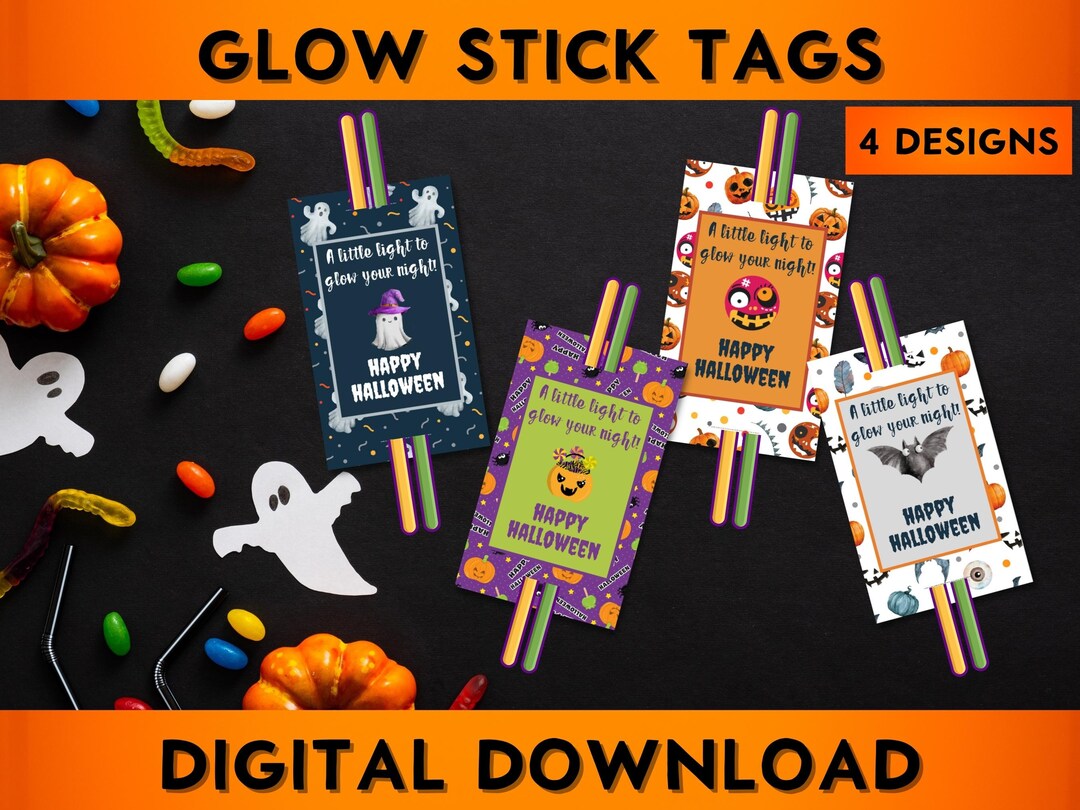 Halloween Glow Stick Tag Printable, A Little to Glow Your Night, Party ...