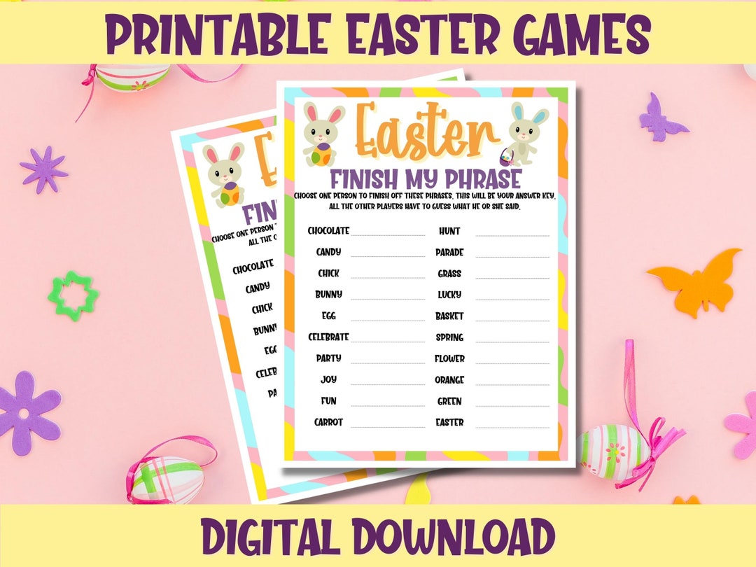 Printable Easter Finish My Phrase Game, Fun for Children and Adults ...