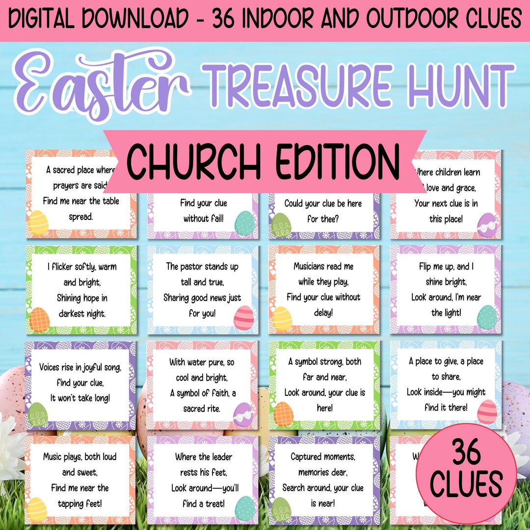 Church Easter Treasure Hunt, Printable Scavenger Hunt for Kids, Sunday ...
