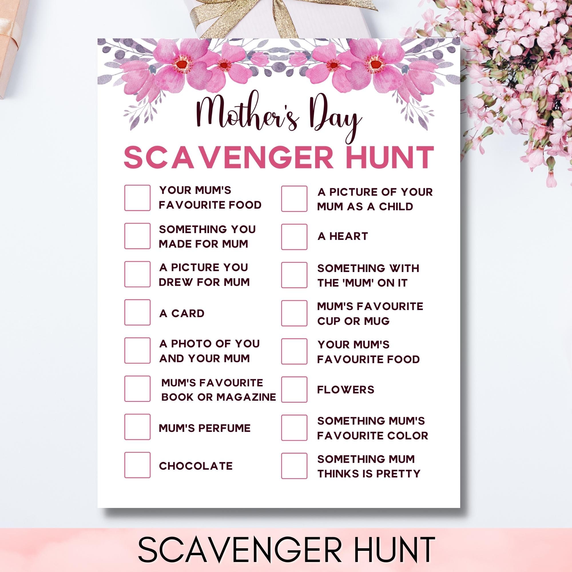 Printable Mother's Day Scavenger Hunt Game Family Game - Etsy