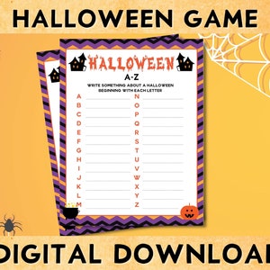 Printable Halloween A-Z Game, Alphabet Word Game, Party Game, Classroom ...