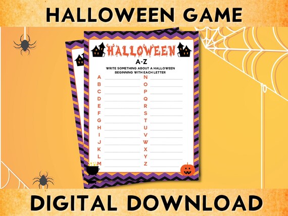 Printable Halloween A-Z Game Alphabet Word Game Party Game - Etsy