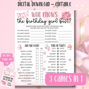 Who Knows the Birthday Girl Best, Printable Birthday Games, How Well Do ...