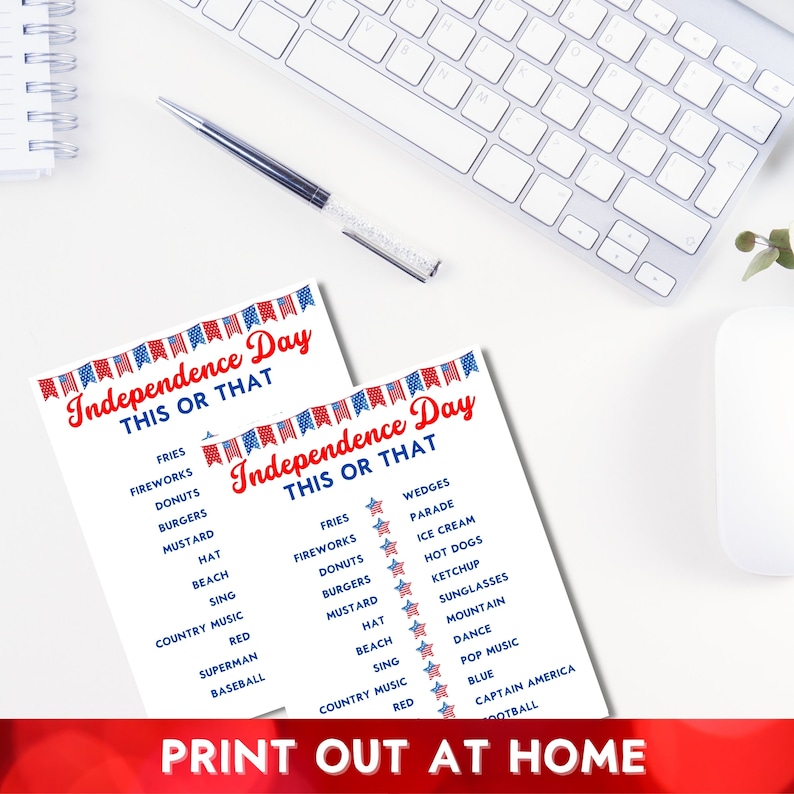 Printable Independence Day This or That Game, Family Fun, Patriotic - Etsy