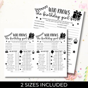 Who Knows the Birthday Girl Best, Editable Printable Black and White ...