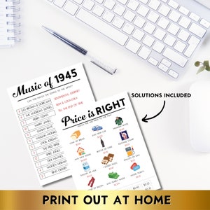 80th Birthday Party Games, Born in 1945, Printable 10 Game Bundle ...