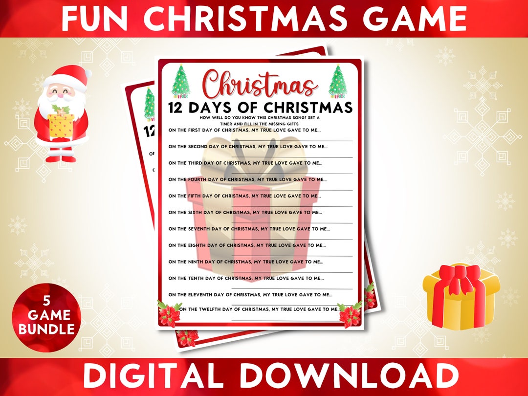 12 Days of Christmas Printable Quiz, Digital Download, Party Game ...