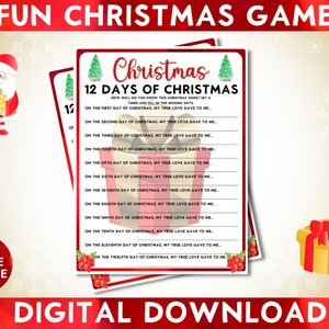 12 Days of Christmas Printable Quiz, Digital Download, Party Game ...
