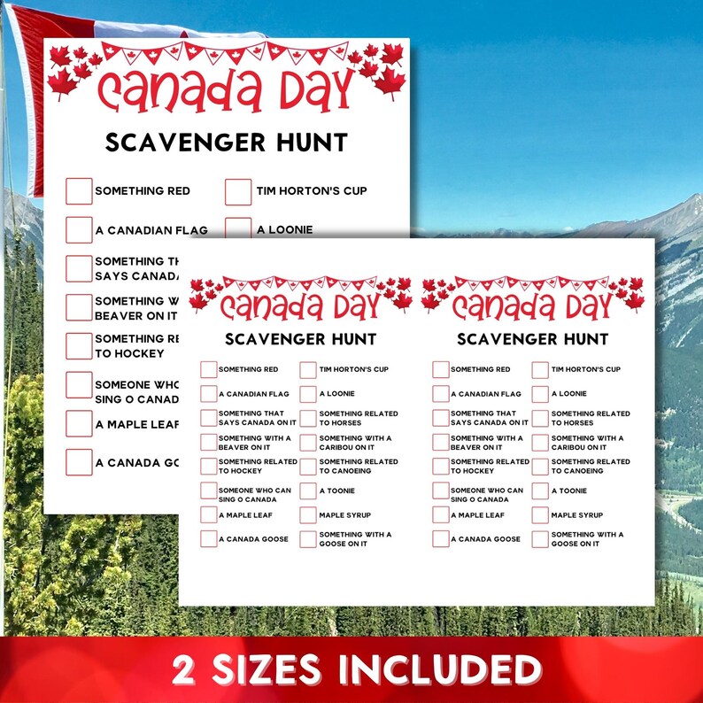 Canada Day Scavenger Hunt Game Printable Instant Download - Etsy