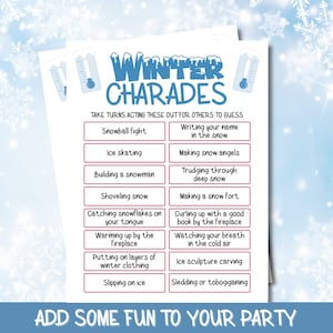 Winter Charades Game, Party, Family Activities, Classroom, Wintertime ...