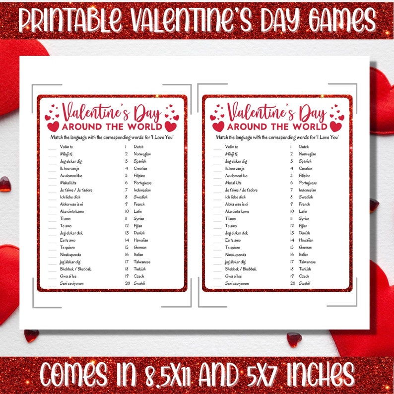 Printable Valentine's Day Around the World Party Game - Etsy