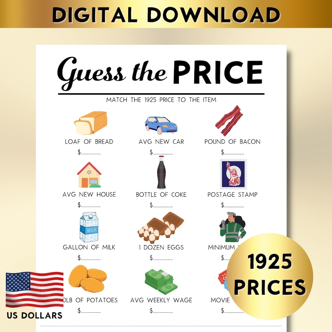 100th Birthday Price Match Game, Born in 1925 Printable, Fun Party Game ...