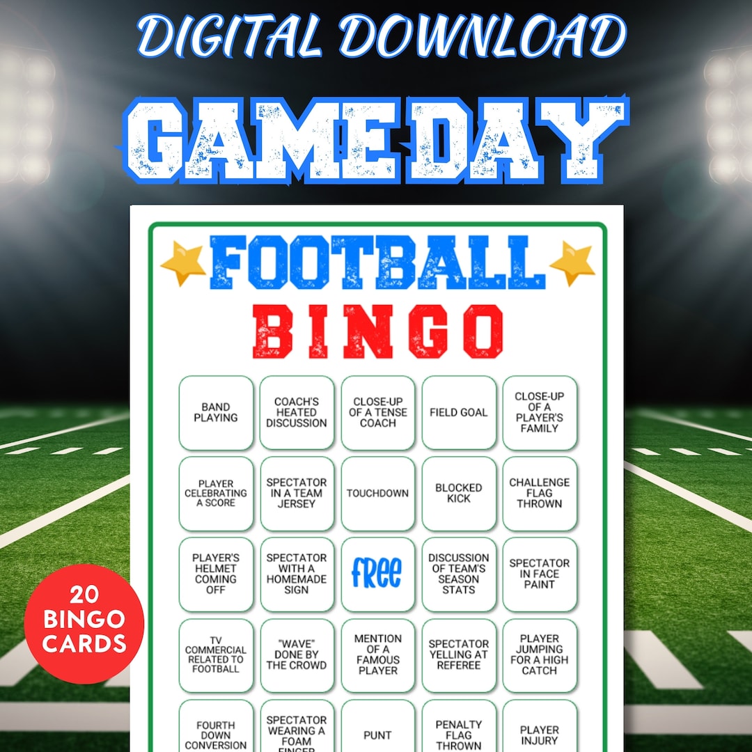 Football Bingo, 20 Unique Bingo Cards, Football Activity, Kid's ...