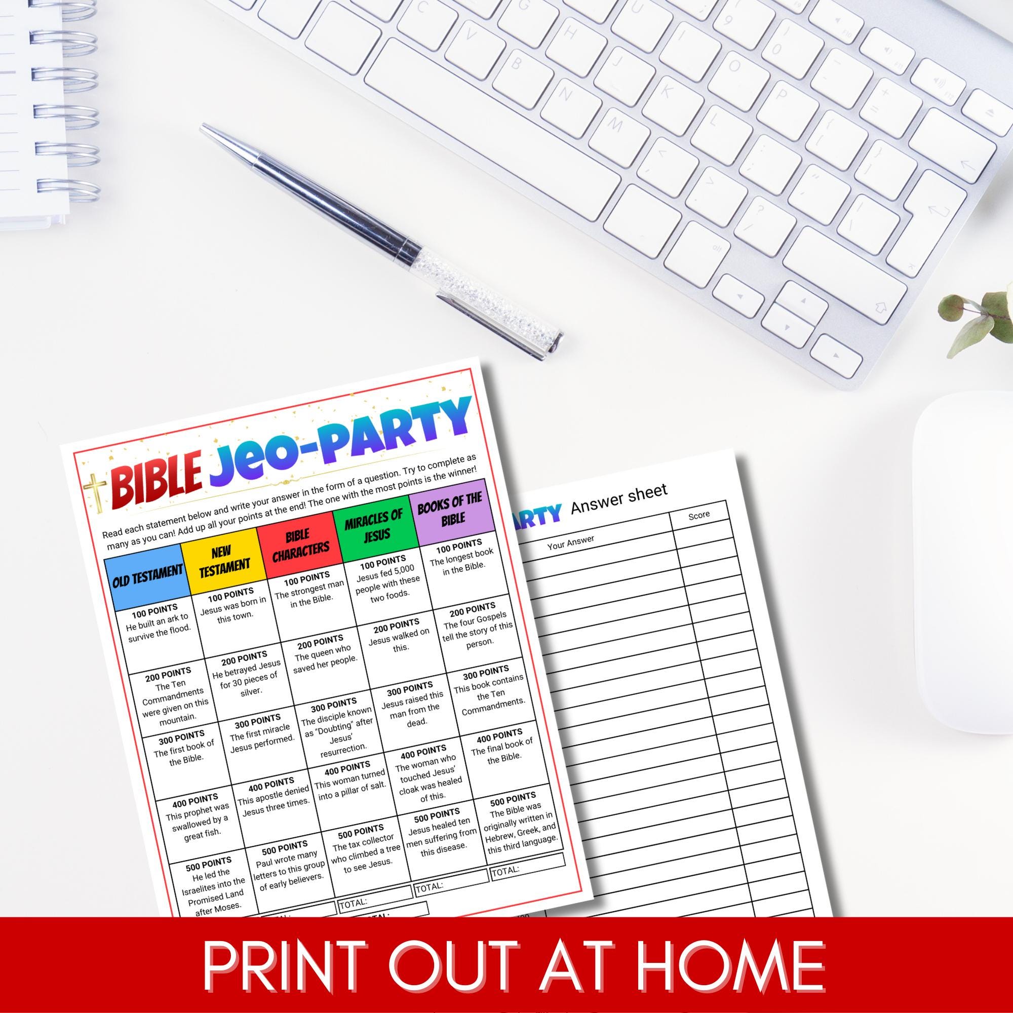 Bible Jeopardy Game, Fun Bible Trivia for Family, Printable Jeopardy ...