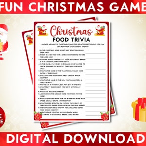 Christmas Food Trivia Quiz, Printable Game, Digital Download, Party ...
