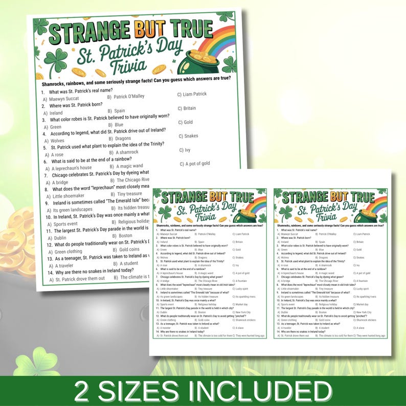 St Patrick's Day Trivia Game, Strange but True, Printable Quiz (digital ...
