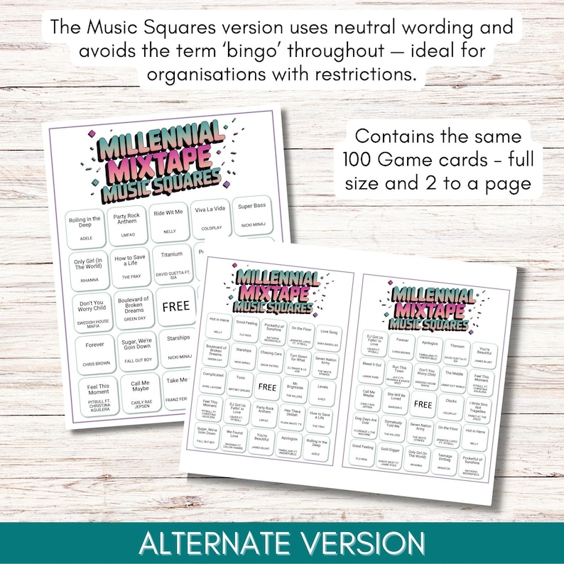 Millennial Mixtape Music Bingo – 00s & 10s Printable Party Game, 75 ...