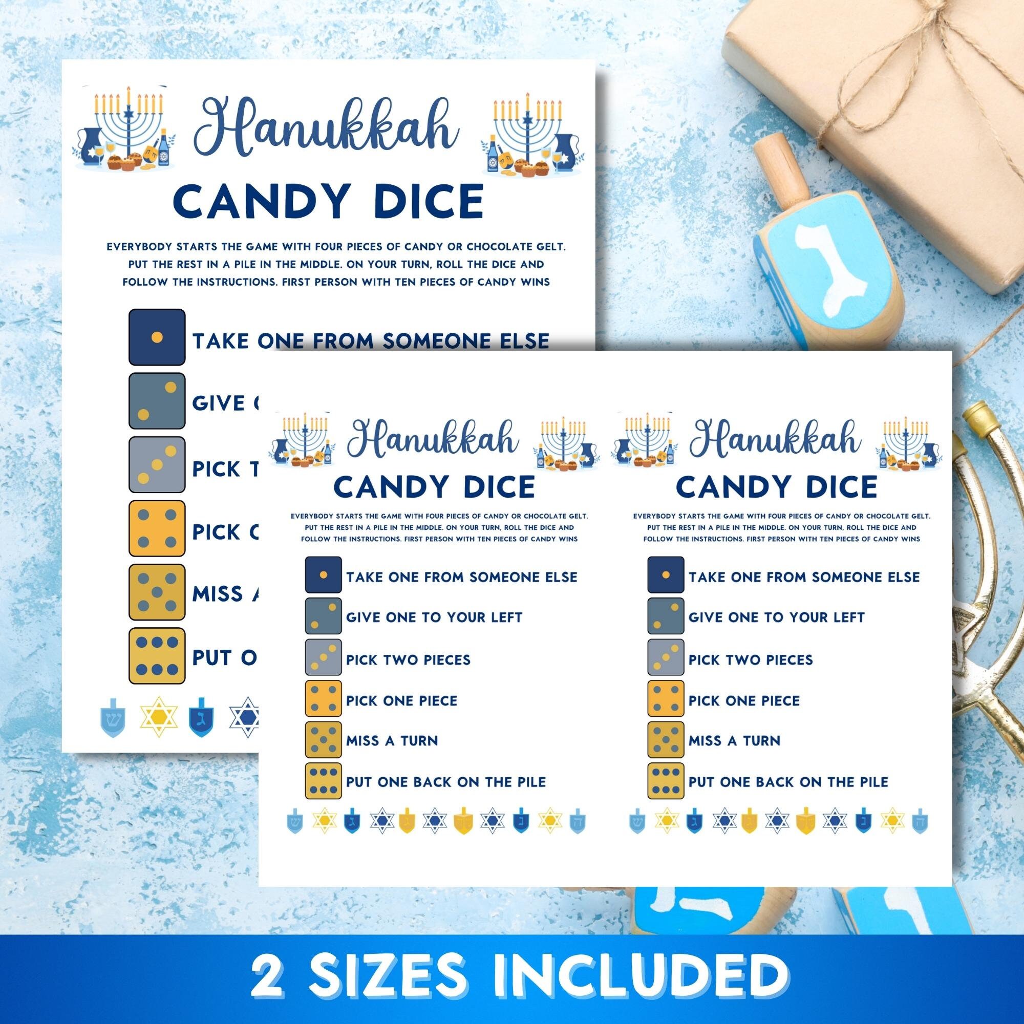Printable Hanukkah Candy Dice Game Digital Download Party - Etsy