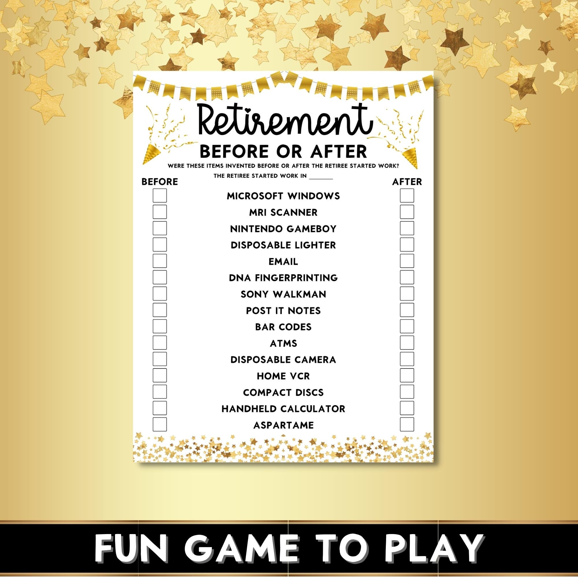 Printable Retirement Party Before or After Game, Work Party for Retiree ...