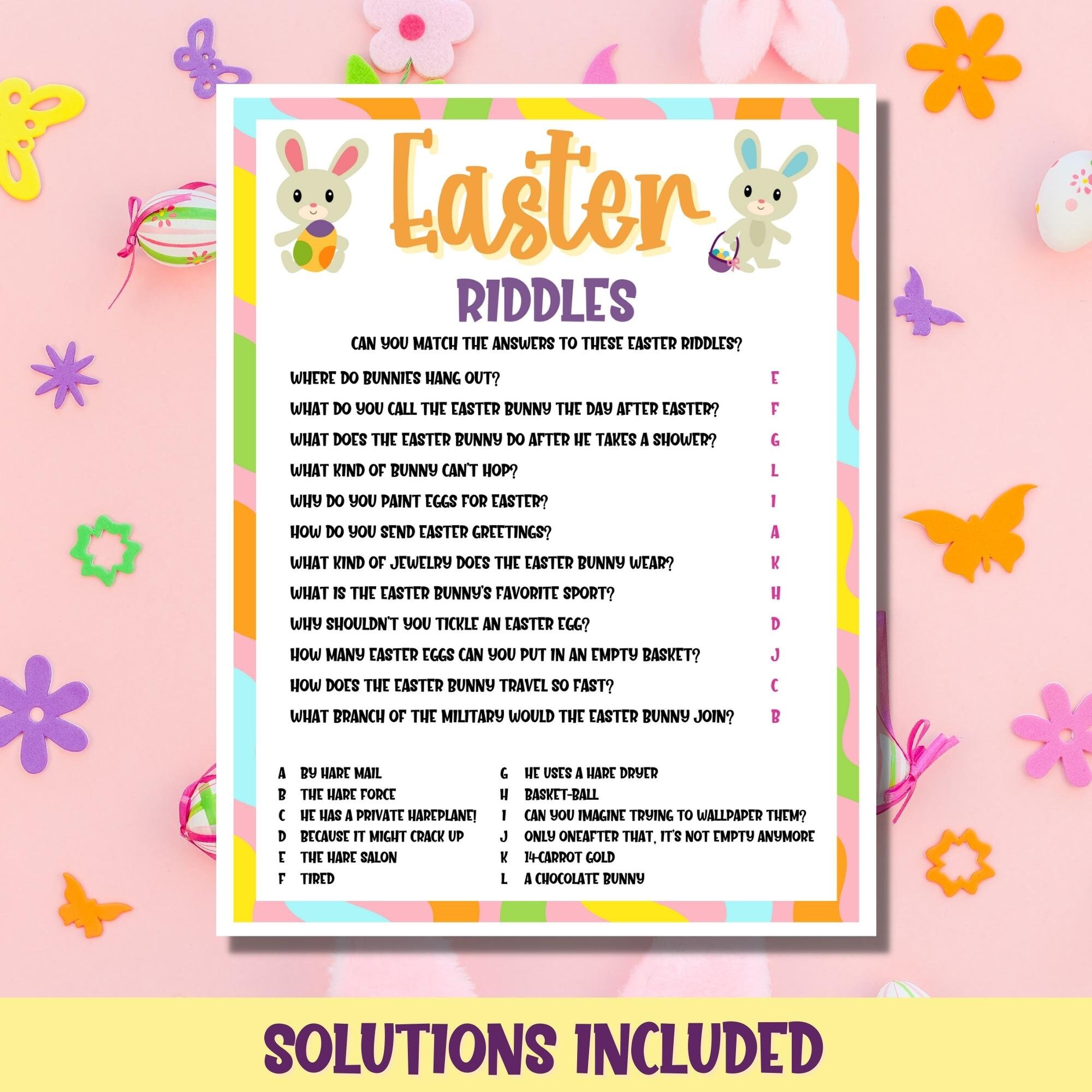 Printable Easter Riddles Game Fun for Children and Adults - Etsy