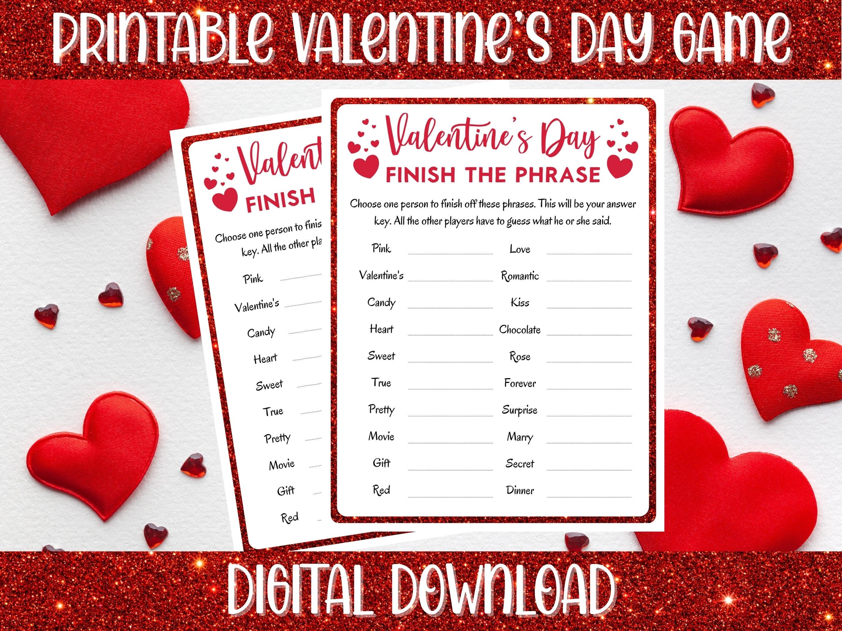 Printable Valentine's Day Finish the Phrase Party Game, Instant ...
