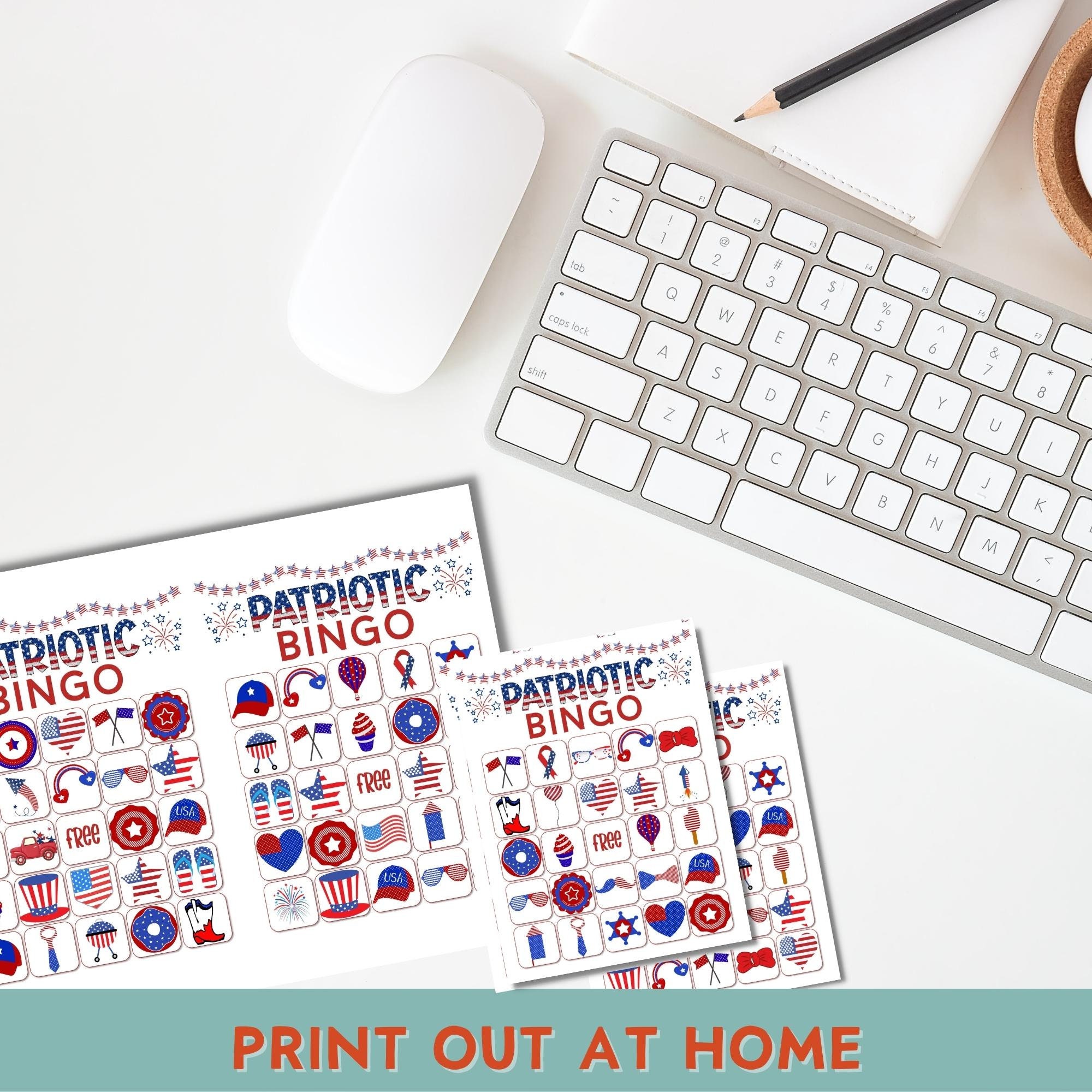 Patriotic Printable Bingo Game 100 Unique Bingo Cards - Etsy