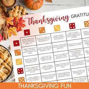 Thanksgiving Gratitude Game, Printable Thanksgiving Dice Game, Fun ...