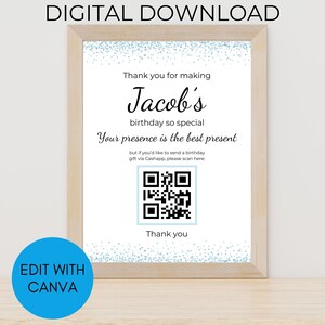 Blue Birthday Cashapp Poster for Teen/tween With QR Code: Perfect ...