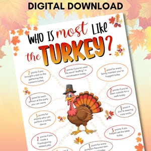 Who is Most Like the Turkey, Fun Thanksgiving Game for Kids & Adults ...