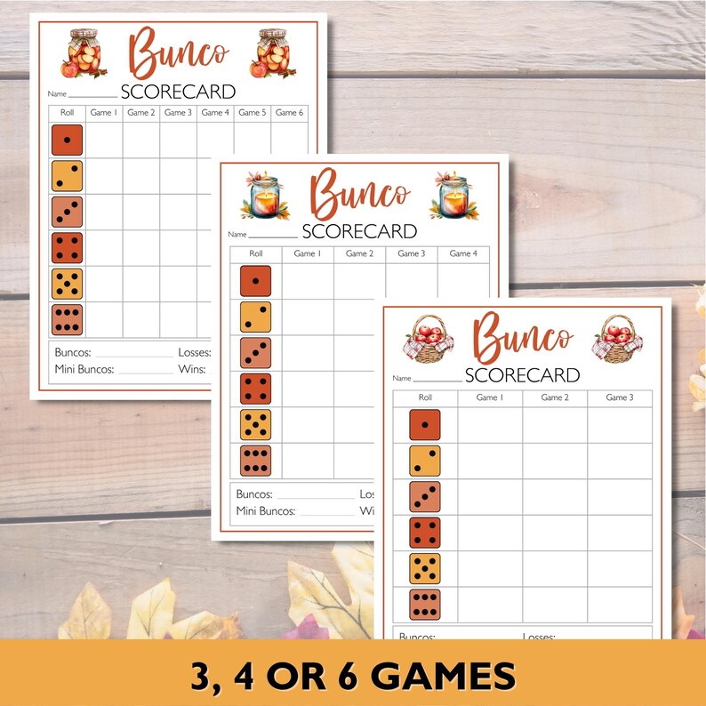 Fall Bunco Cards, Editable Printable Dice Game Set, Watercolor Fall ...