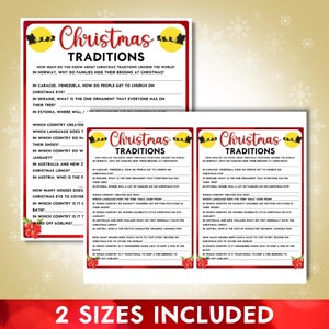Christmas Traditions Printable Quiz, Digital Download, Party Game ...