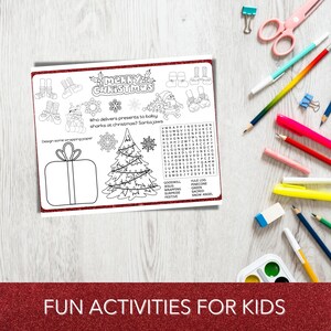 Printable Christmas Activity Sheet Placemats for Kids, Instant Download ...
