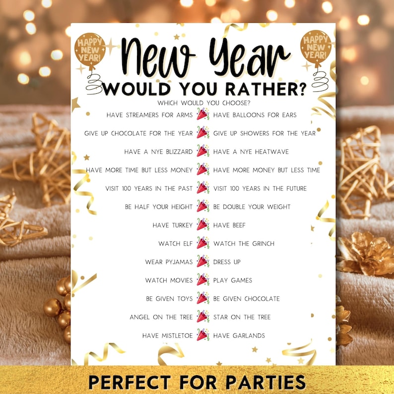 New Year's Eve Would You Rather Game, Family Fun (digital Download) - Etsy