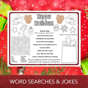 Printable Christmas Activity Sheet Placemats for Kids, Instant Download ...