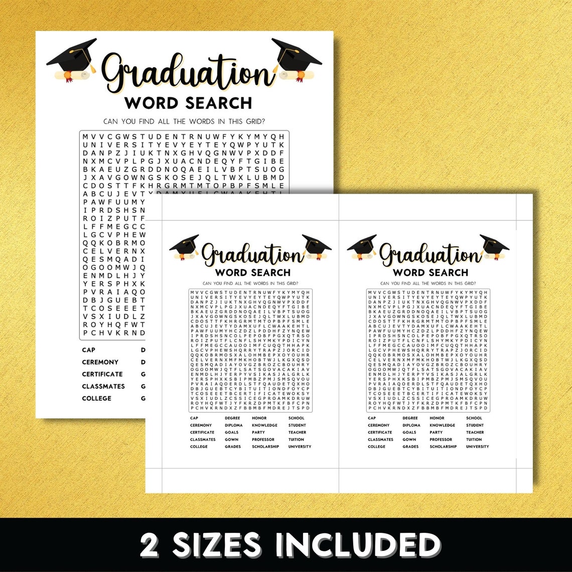 Printable Graduation Party Word Search College High School - Etsy